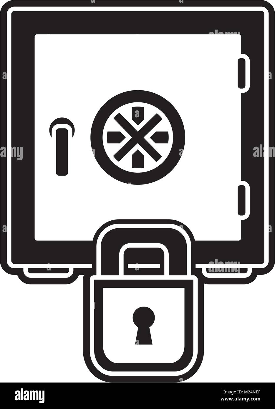 silhouette strong box object and padlock security Stock Vector Image ...