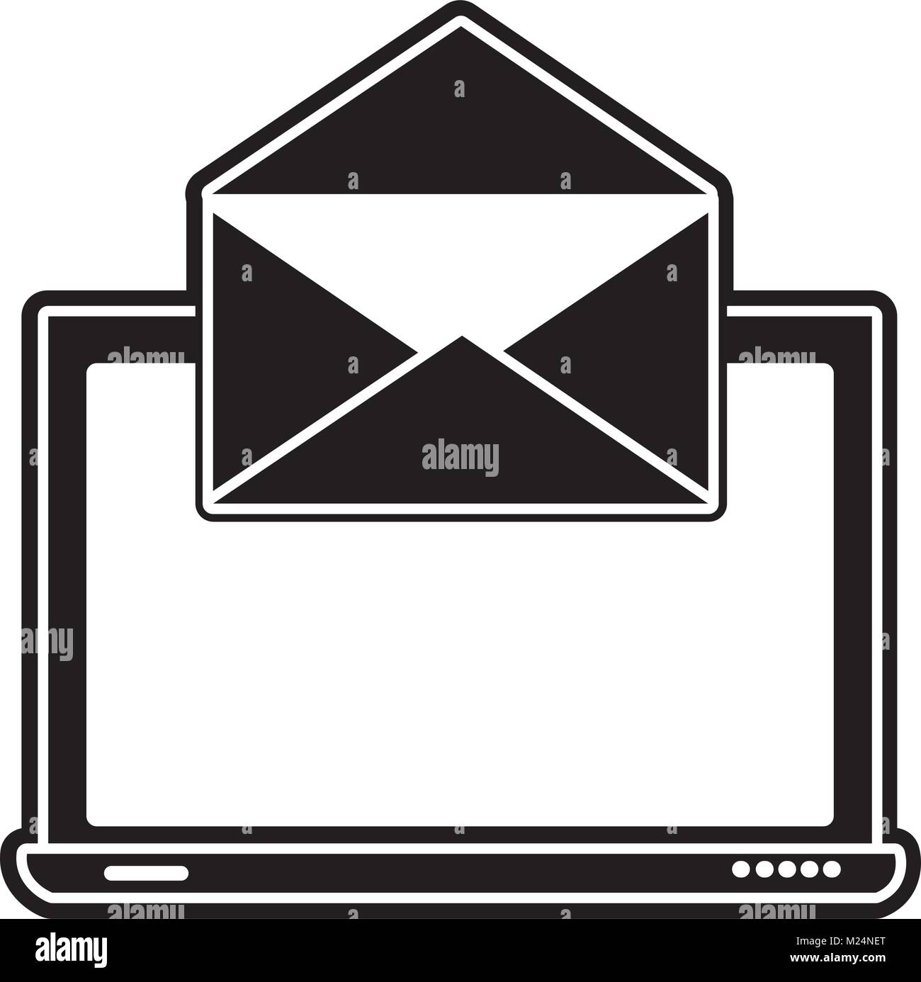 silhouette screen laptop with e-mail letter message Stock Vector Image ...