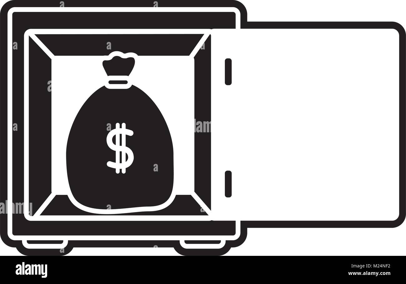 silhouette bag with peso symbol inside strong box Stock Vector Image ...