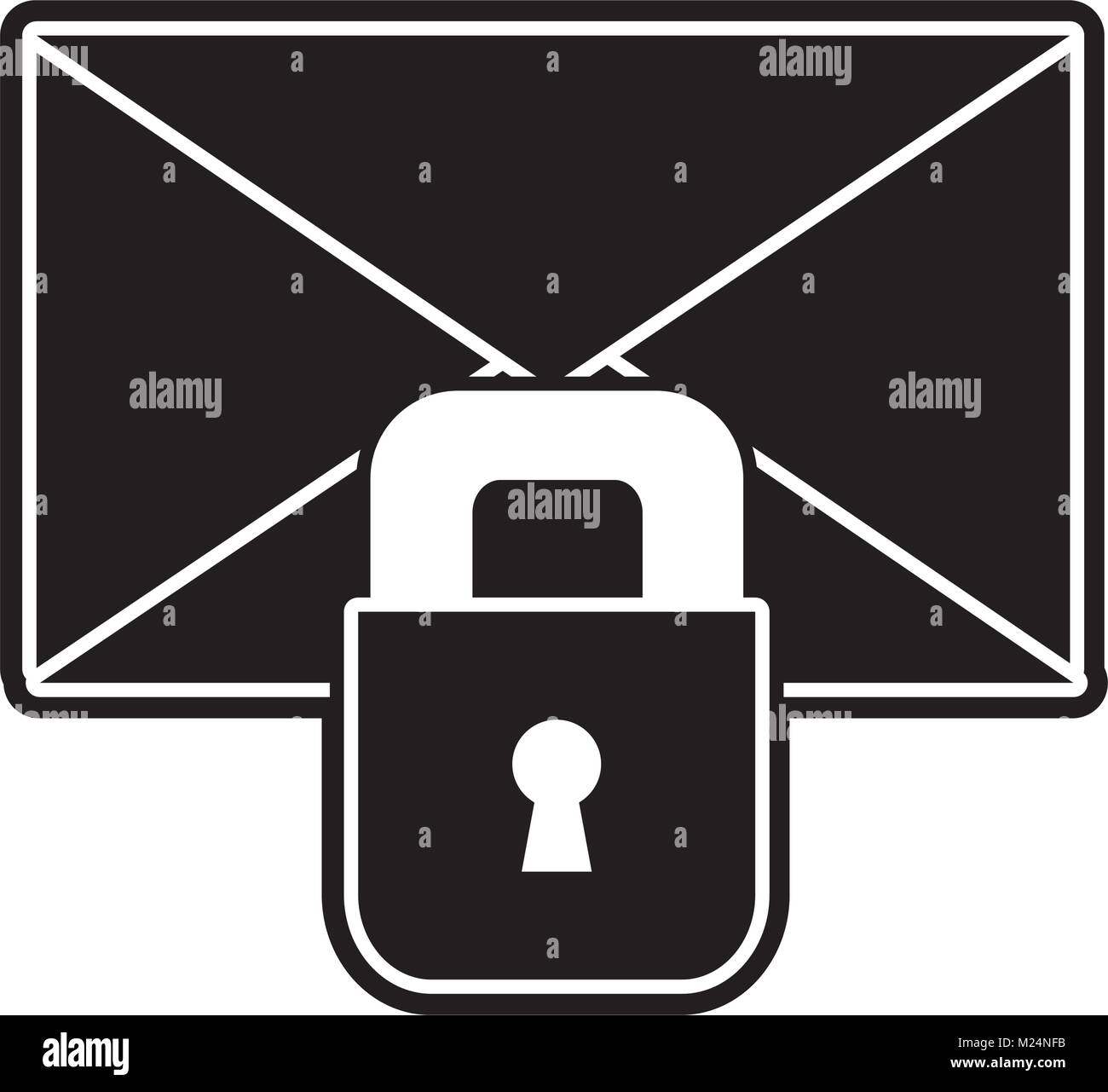 silhouette letter text message with padlock security Stock Vector Image ...