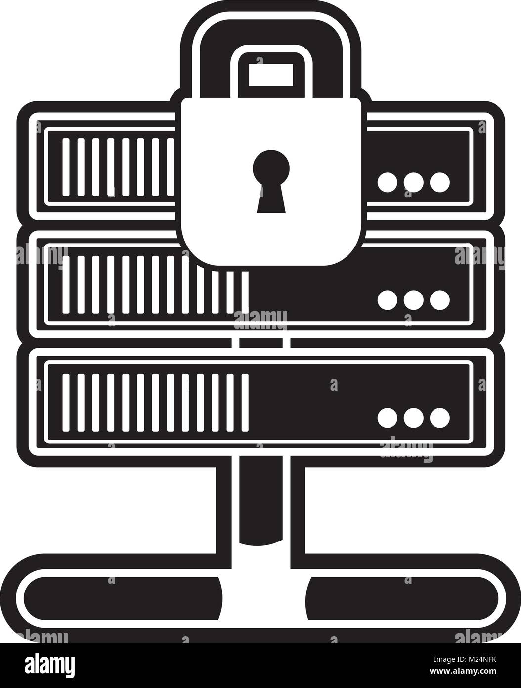silhouette wifi router technology with padlock security Stock Vector ...