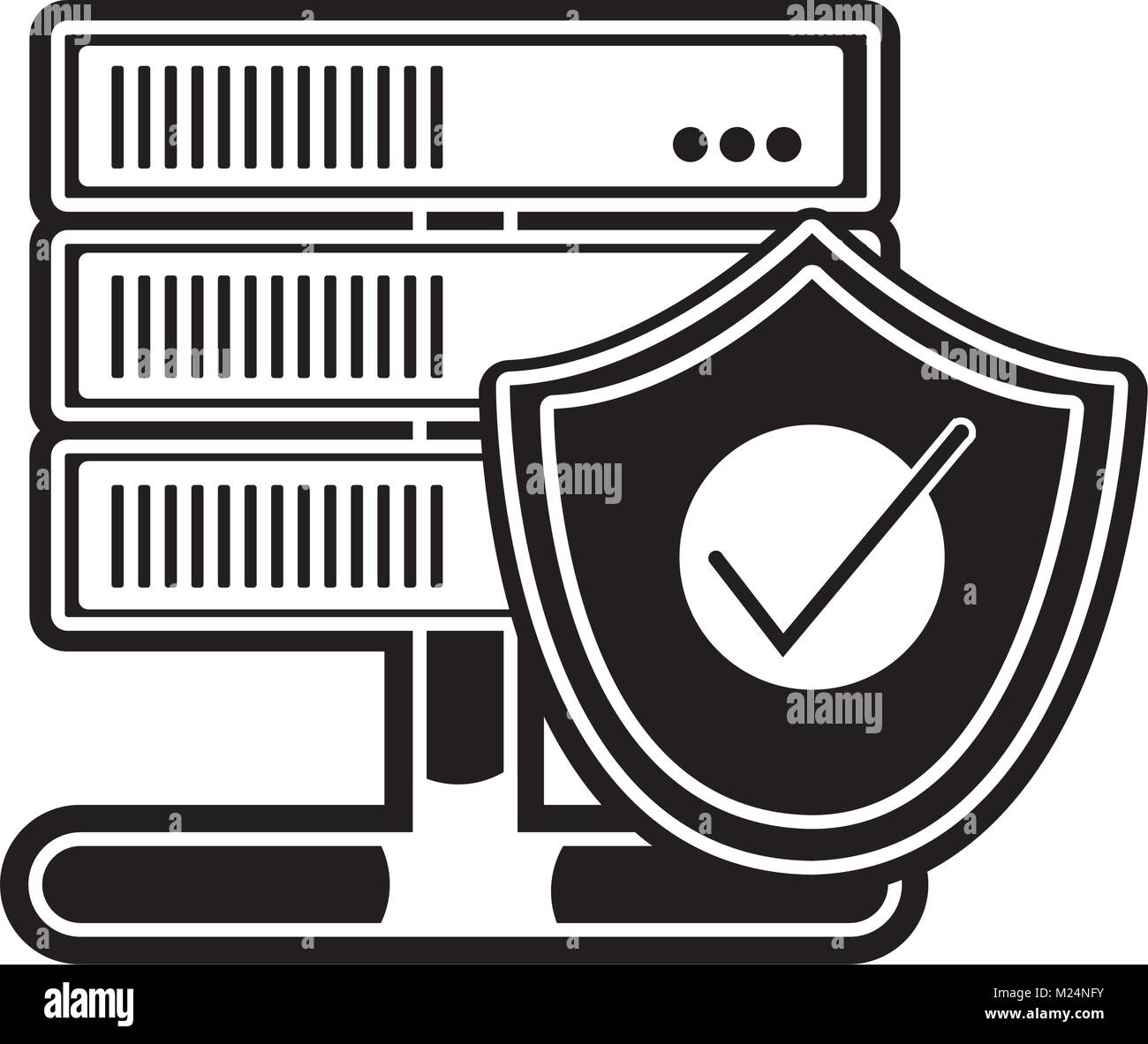 silhouette wifi router technology with shield security Stock Vector ...