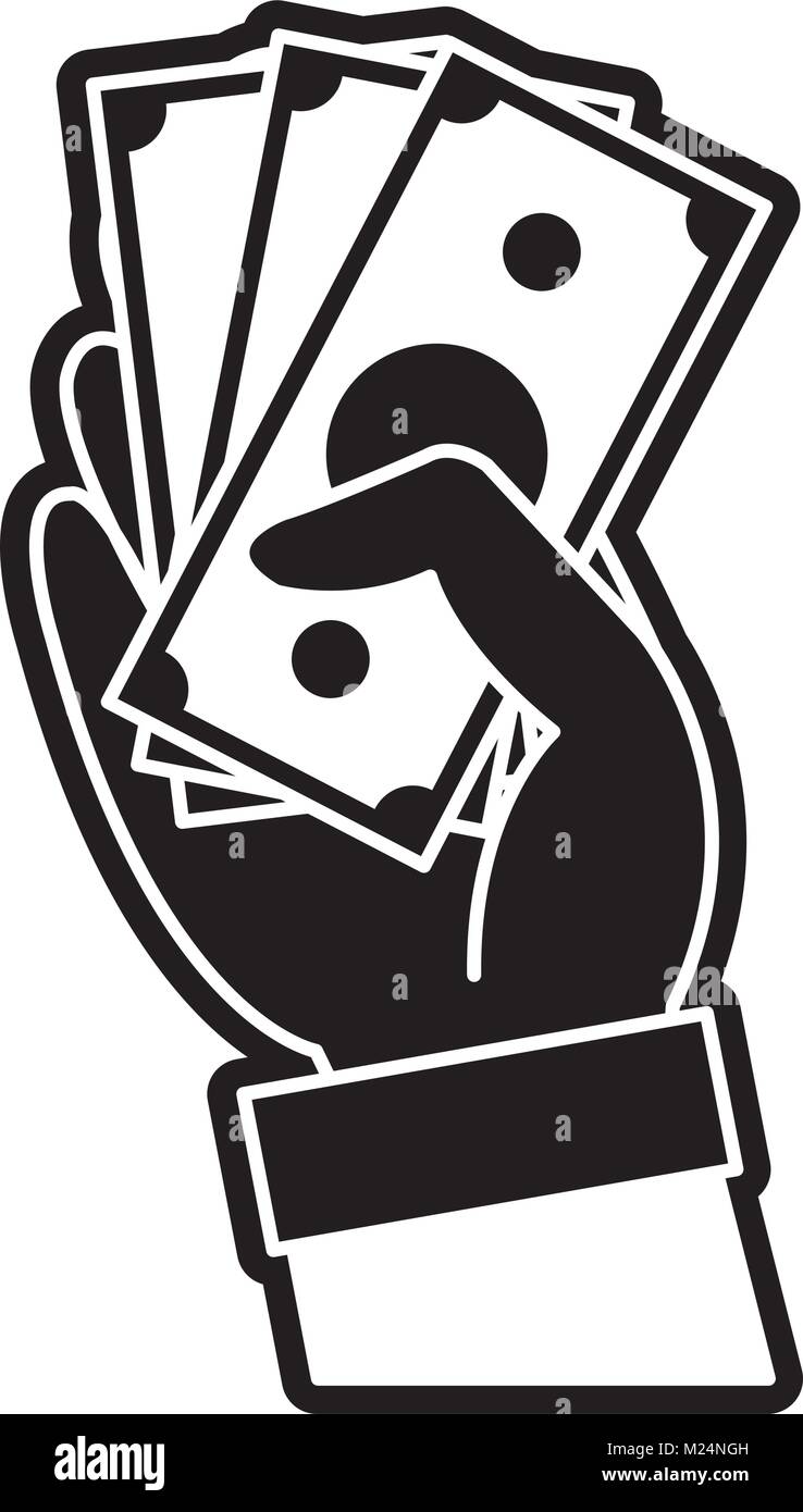 silhouette hand with bills cash money currency Stock Vector Image & Art ...