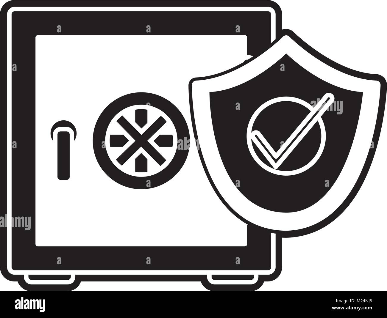 silhouette strong box object with shield security Stock Vector Image ...