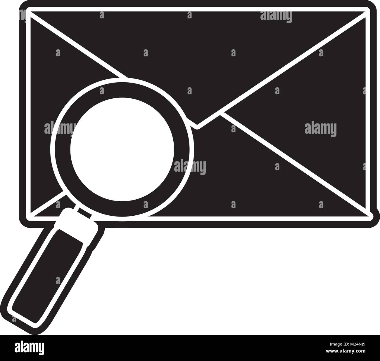 silhouette e-mail letter message with magnifying glass Stock Vector ...