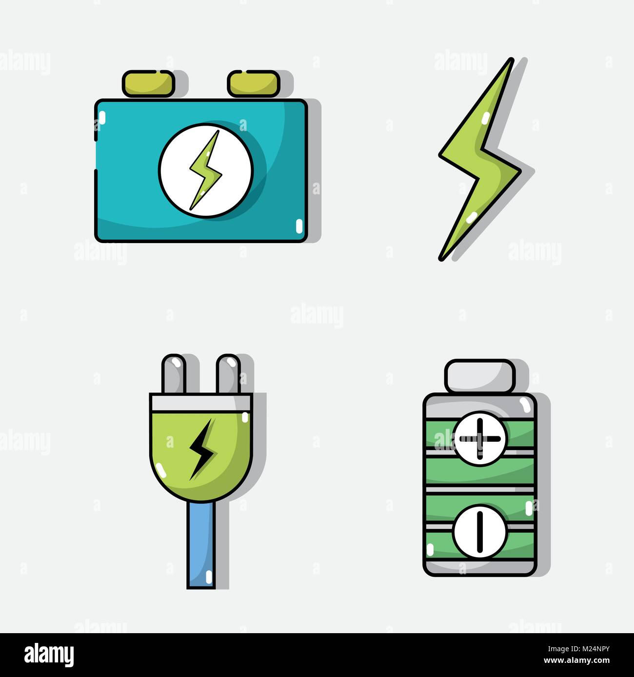 set electric car battery and energy recharge technology Stock Vector ...