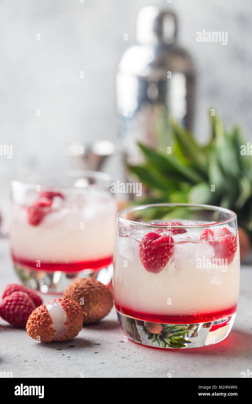 Cold lychee and raspberry cocktail Stock Photo - Alamy