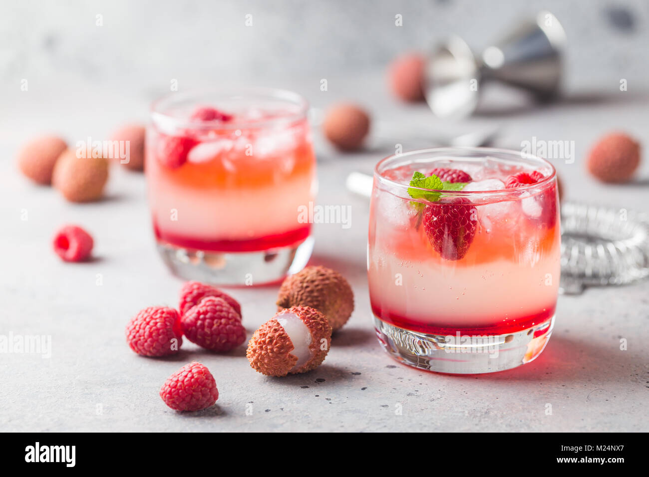 Cold lychee and raspberry cocktail Stock Photo - Alamy