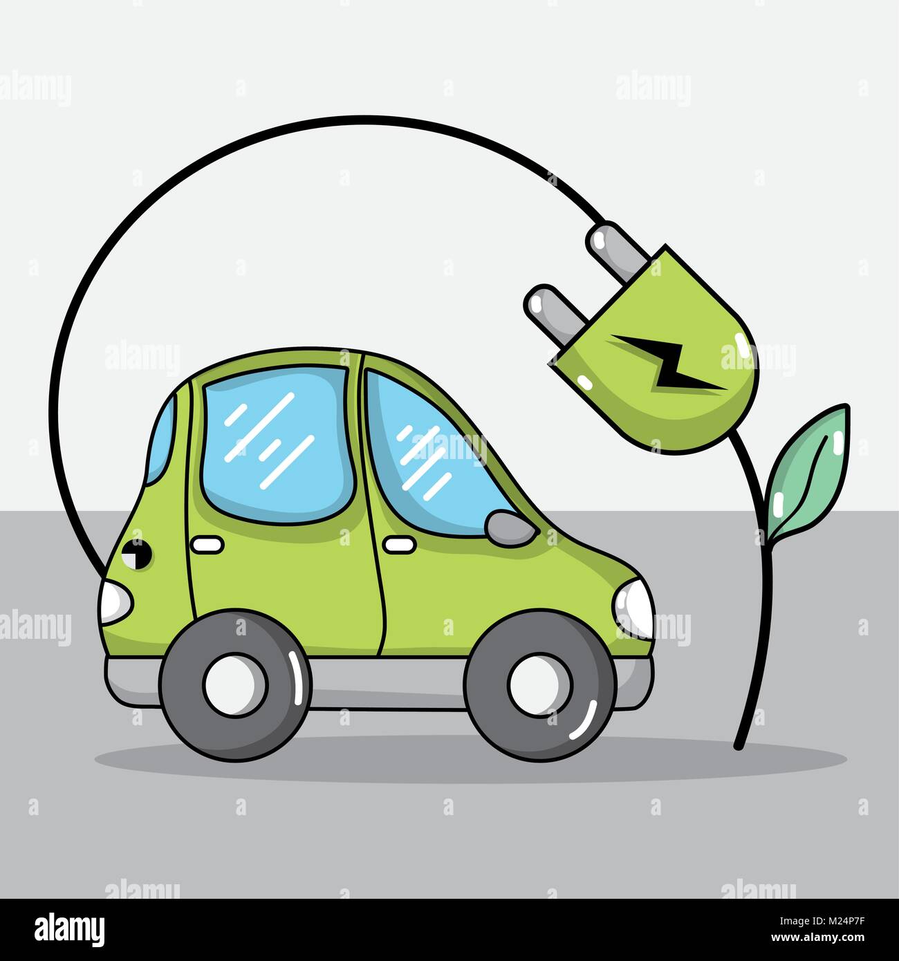 electric car with ecology power cable technology Stock Vector Image ...