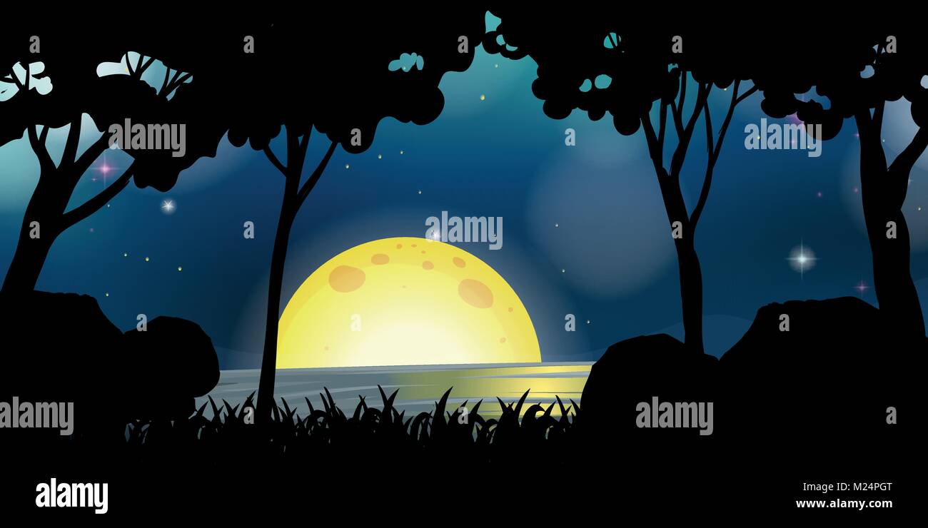 Night garden scene Stock Vector Images - Alamy