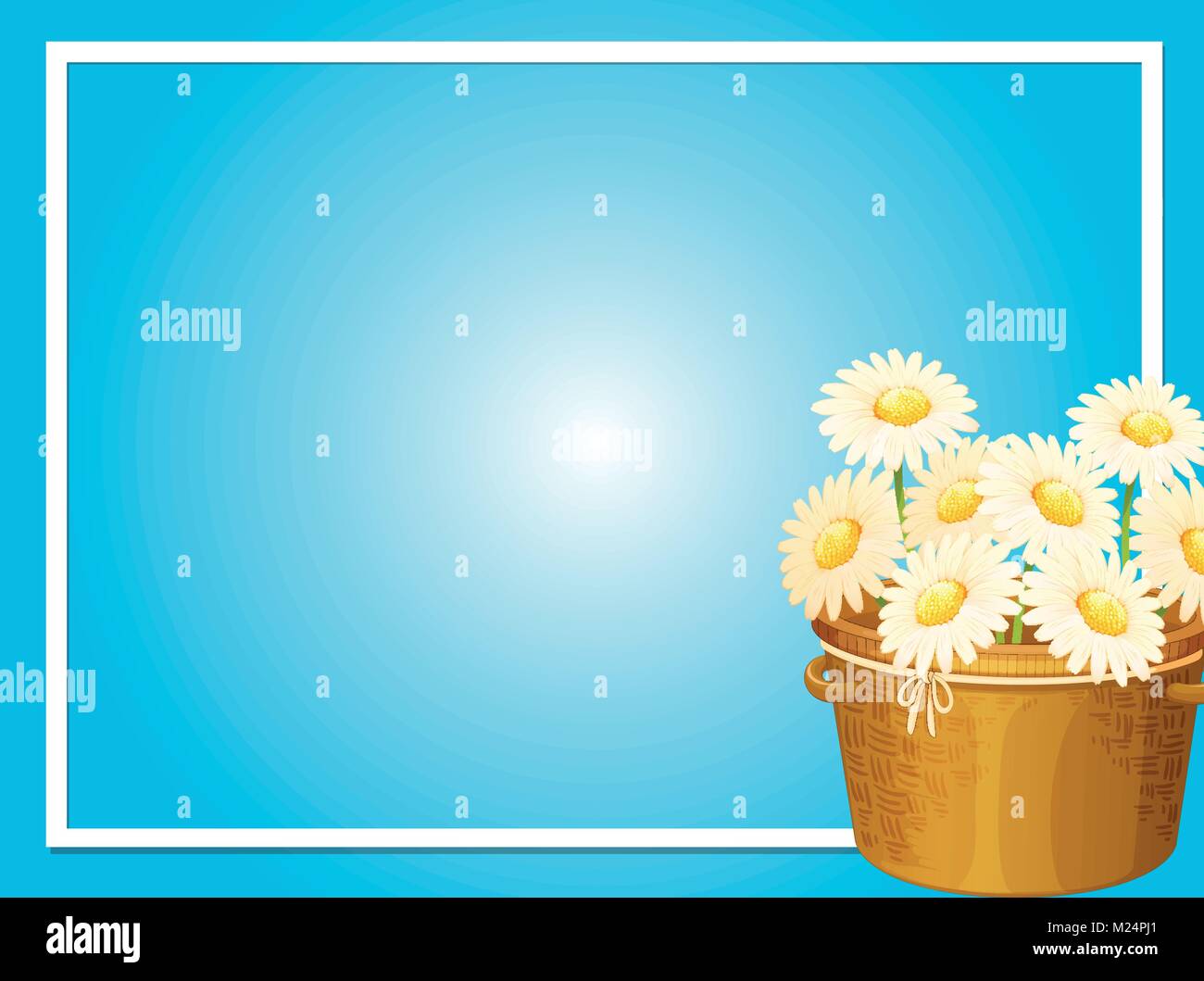 Border template with white flowers in basket illustration Stock Vector ...