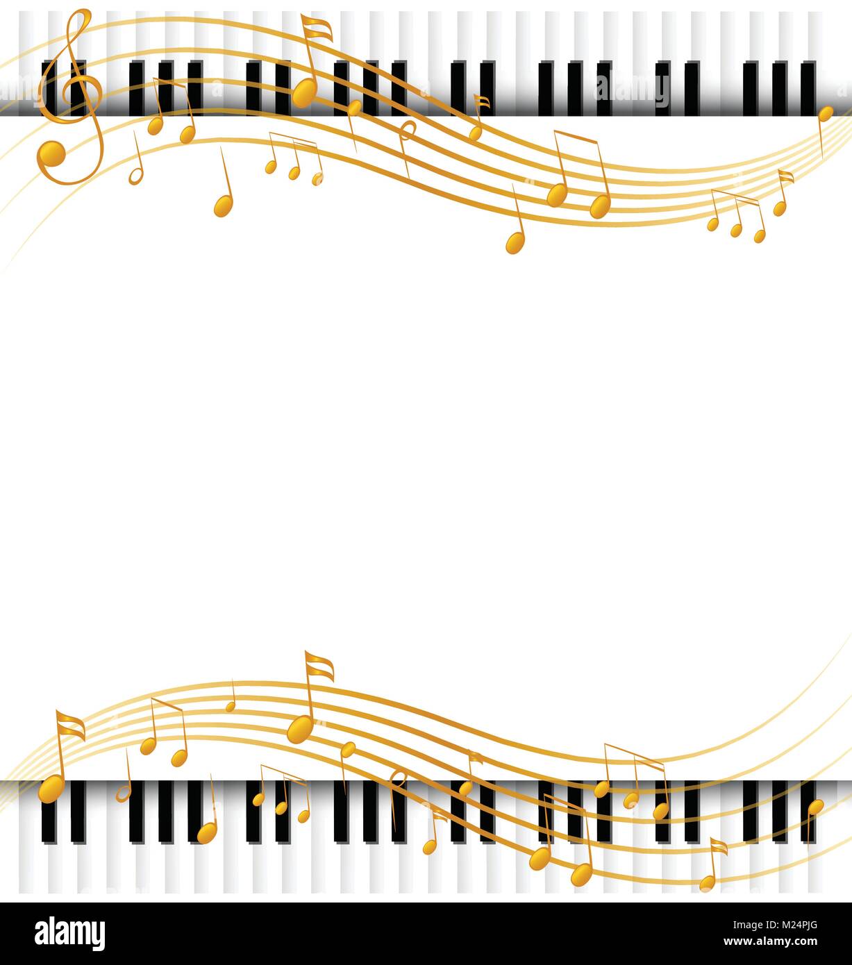 Border template with with piano keyboards and musicnotes illustration ...