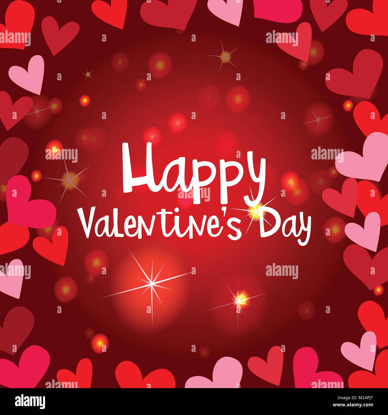 Happy valentine card template with shiny hearts illustration Stock ...
