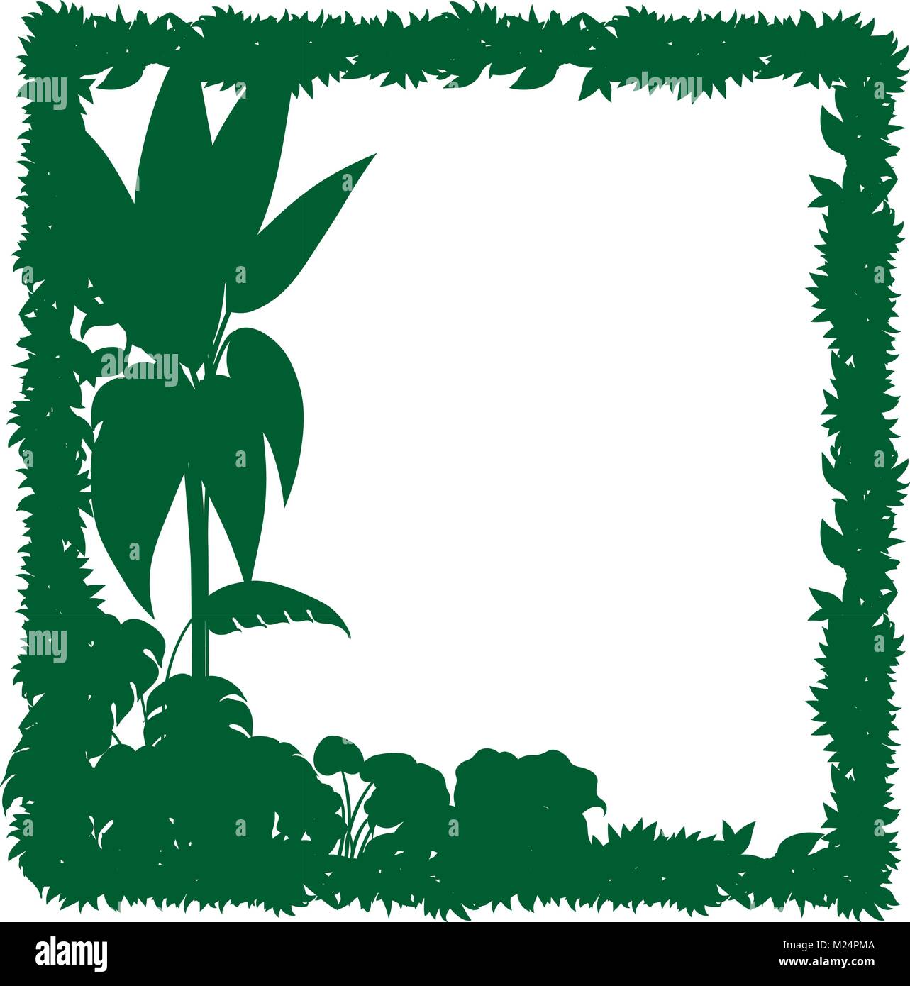 Border template with green plants illustration Stock Vector Image & Art ...