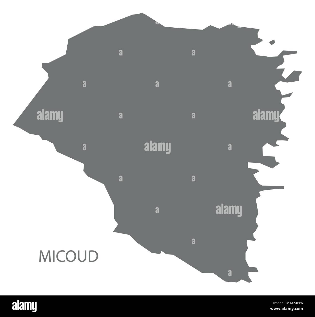 Micoud map of Saint Lucia grey illustration silhouette shape Stock ...