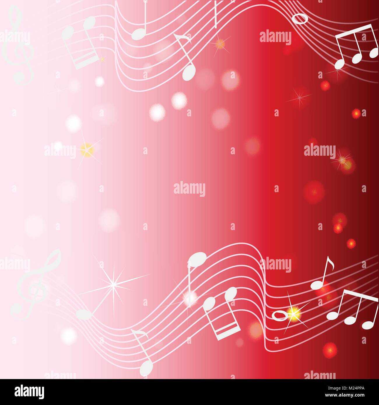 Background design with musicnotes on red illustration Stock Vector ...