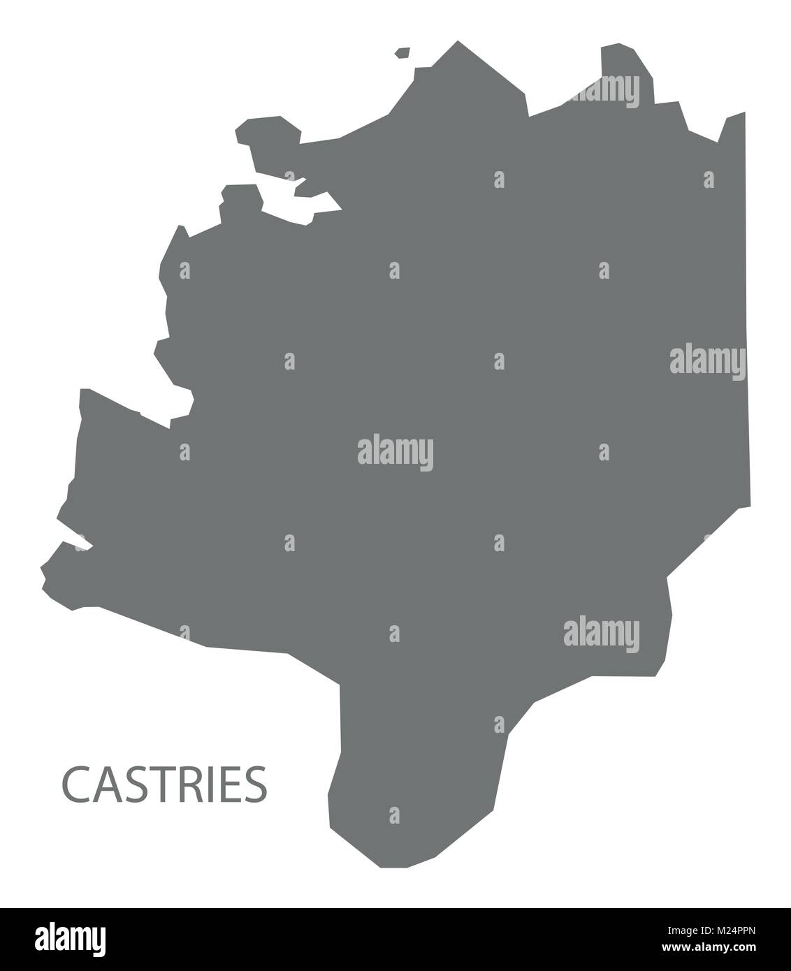 Castries map of Saint Lucia grey illustration silhouette shape Stock ...
