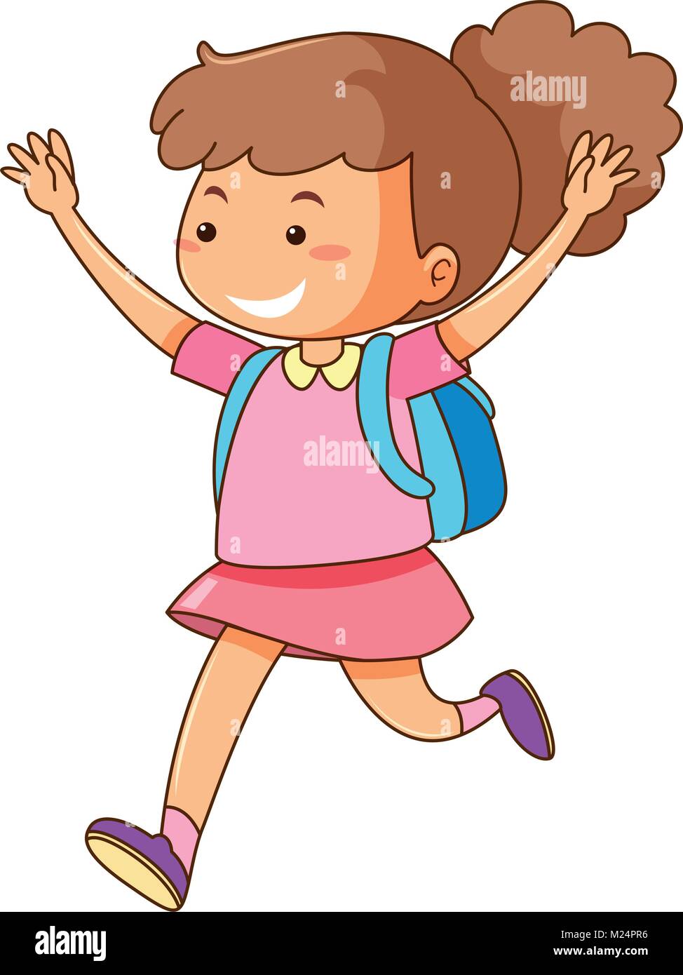 Little girl with blue backpack illustration Stock Vector Image & Art ...