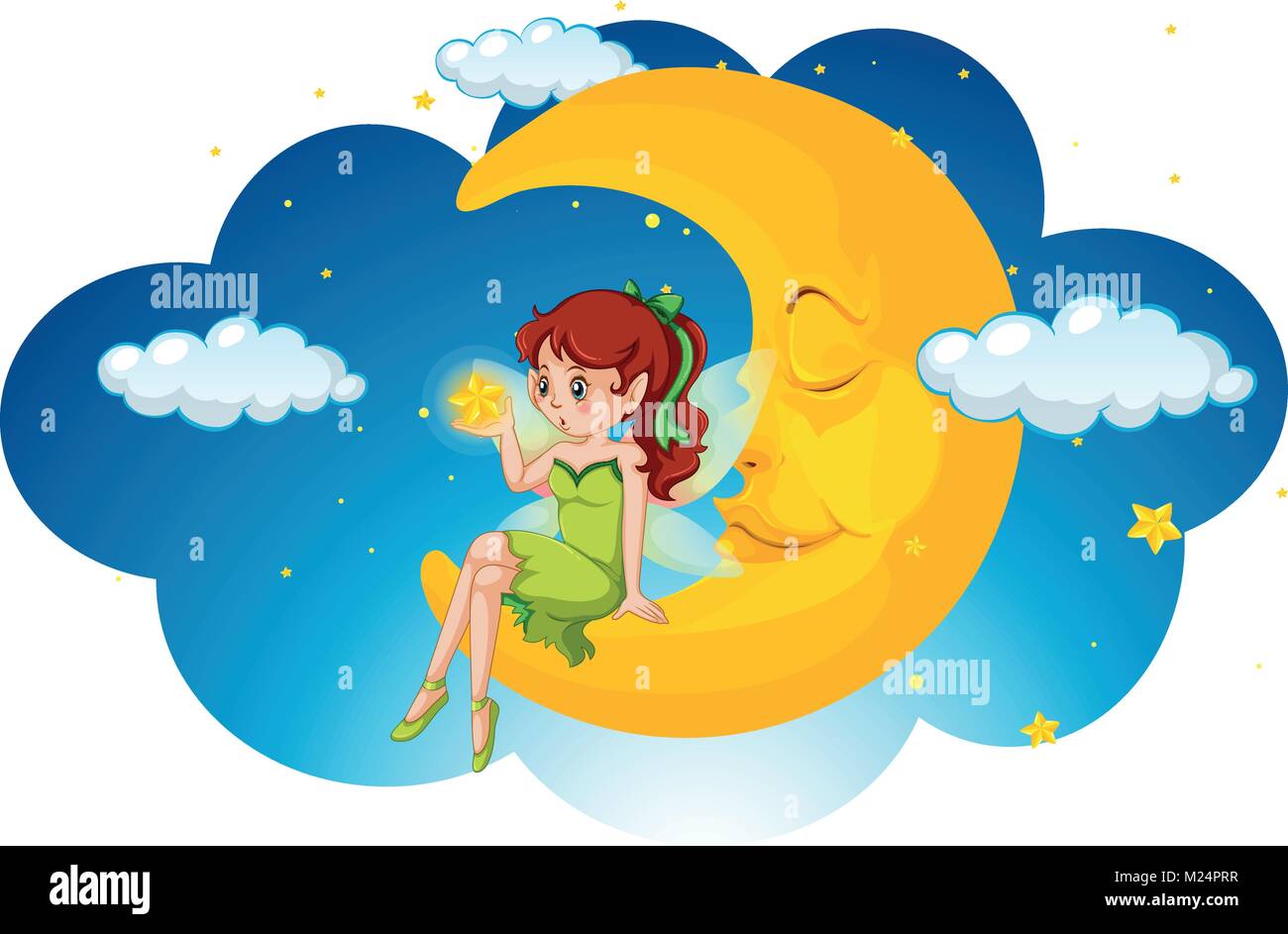 Angel on moon Stock Vector Images - Alamy
