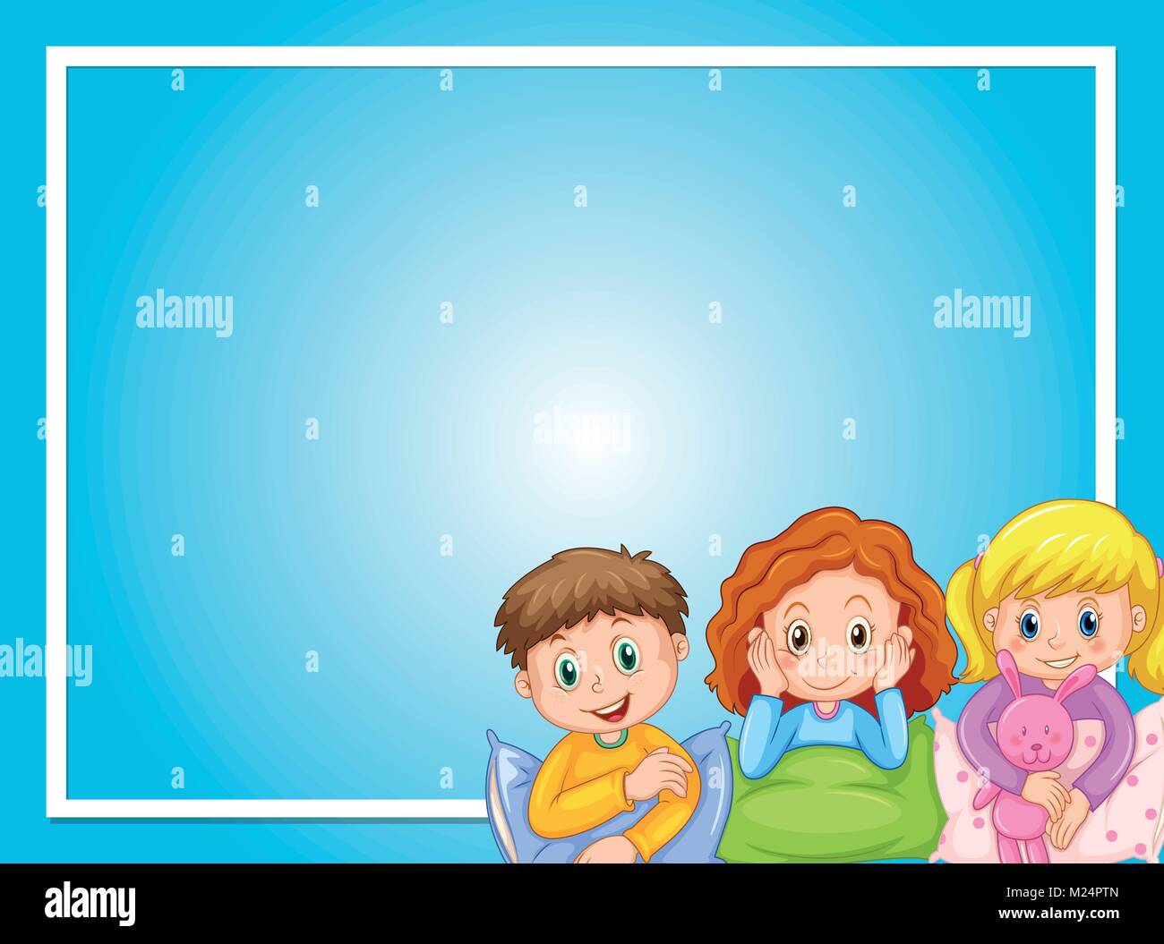 Frame design with kids in pajamas illustration Stock Vector Image & Art ...