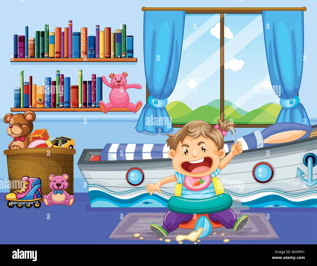 Child making their bed Stock Vector Images - Alamy