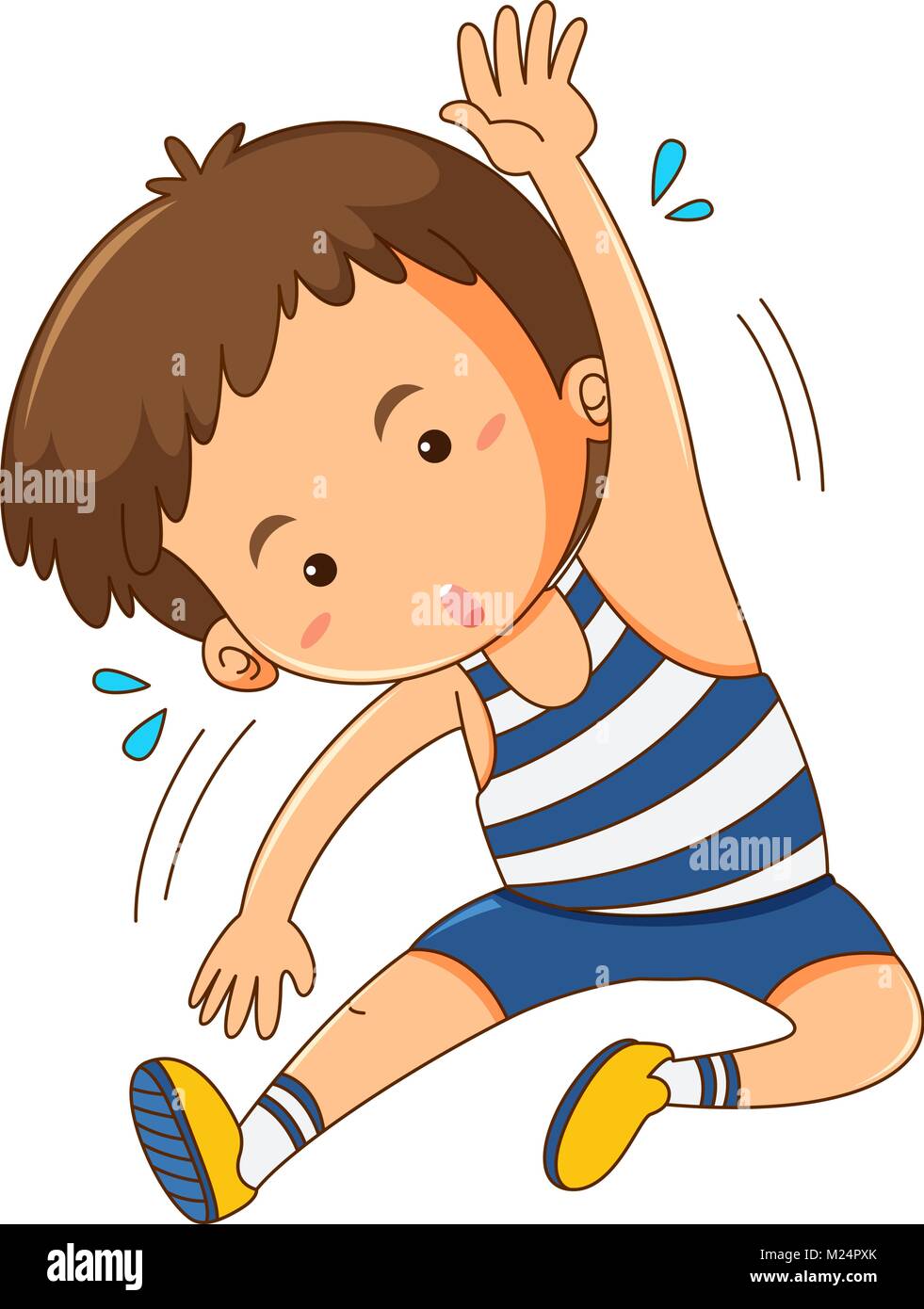 Boy exercising alone on white background illustration Stock Vector ...