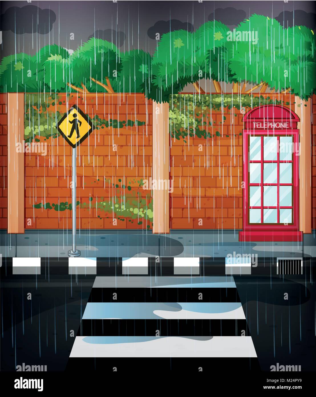 Heavy rain street Stock Vector Images - Alamy
