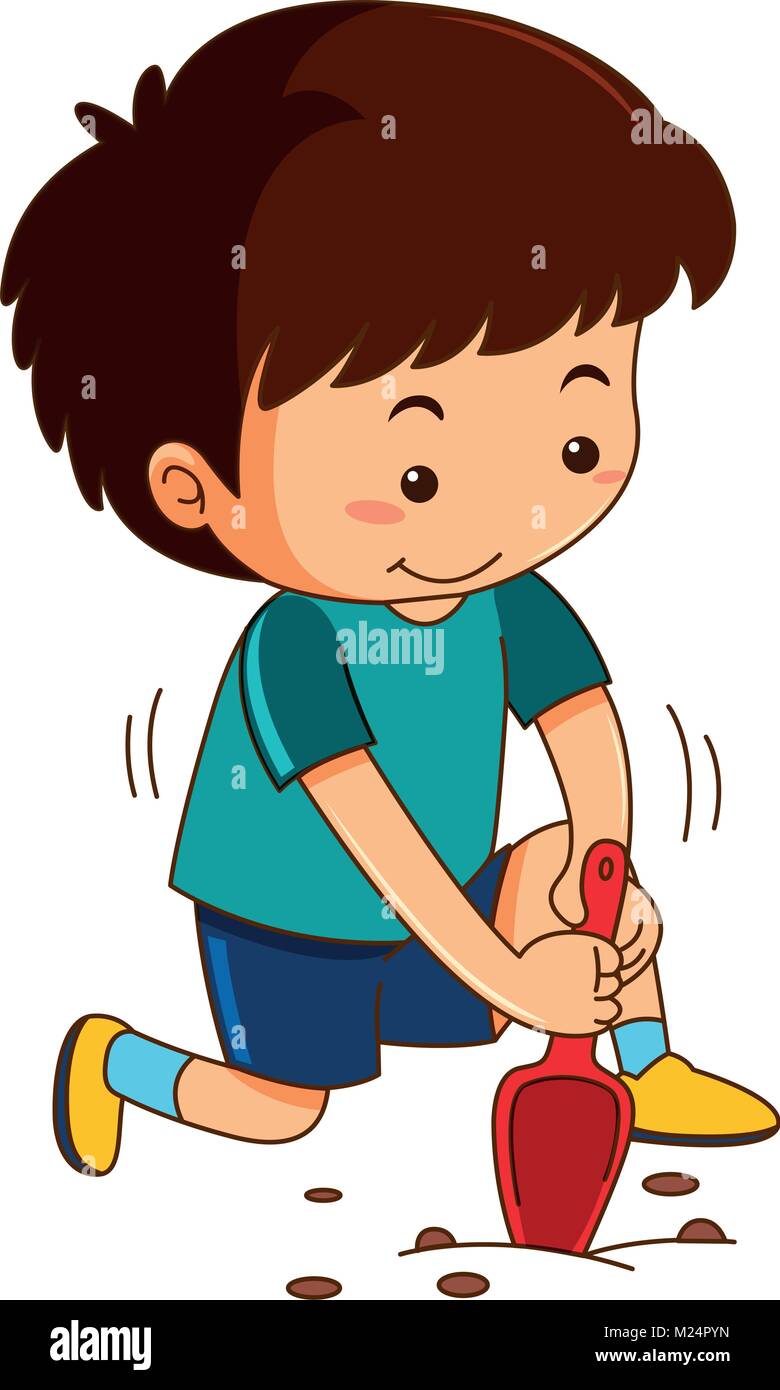 Child digging hole Stock Vector Images - Alamy