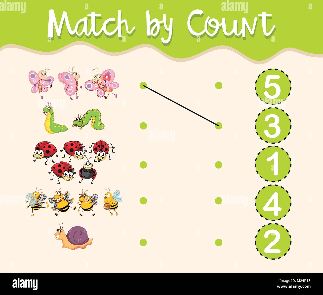 Math worksheet with insects and numbers illustration Stock Vector Image ...