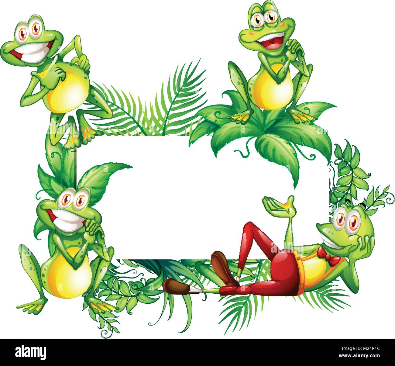 Border template with happy frogs illustration Stock Vector Image & Art ...