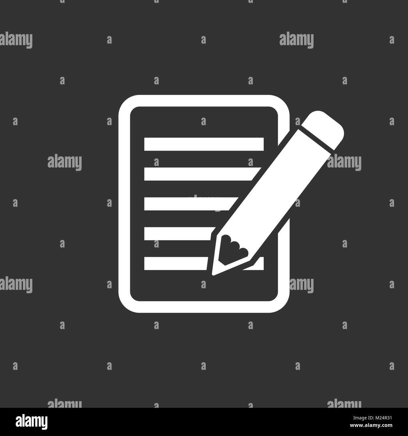 Document with pencil pictogram icon. Simple flat illustration for ...