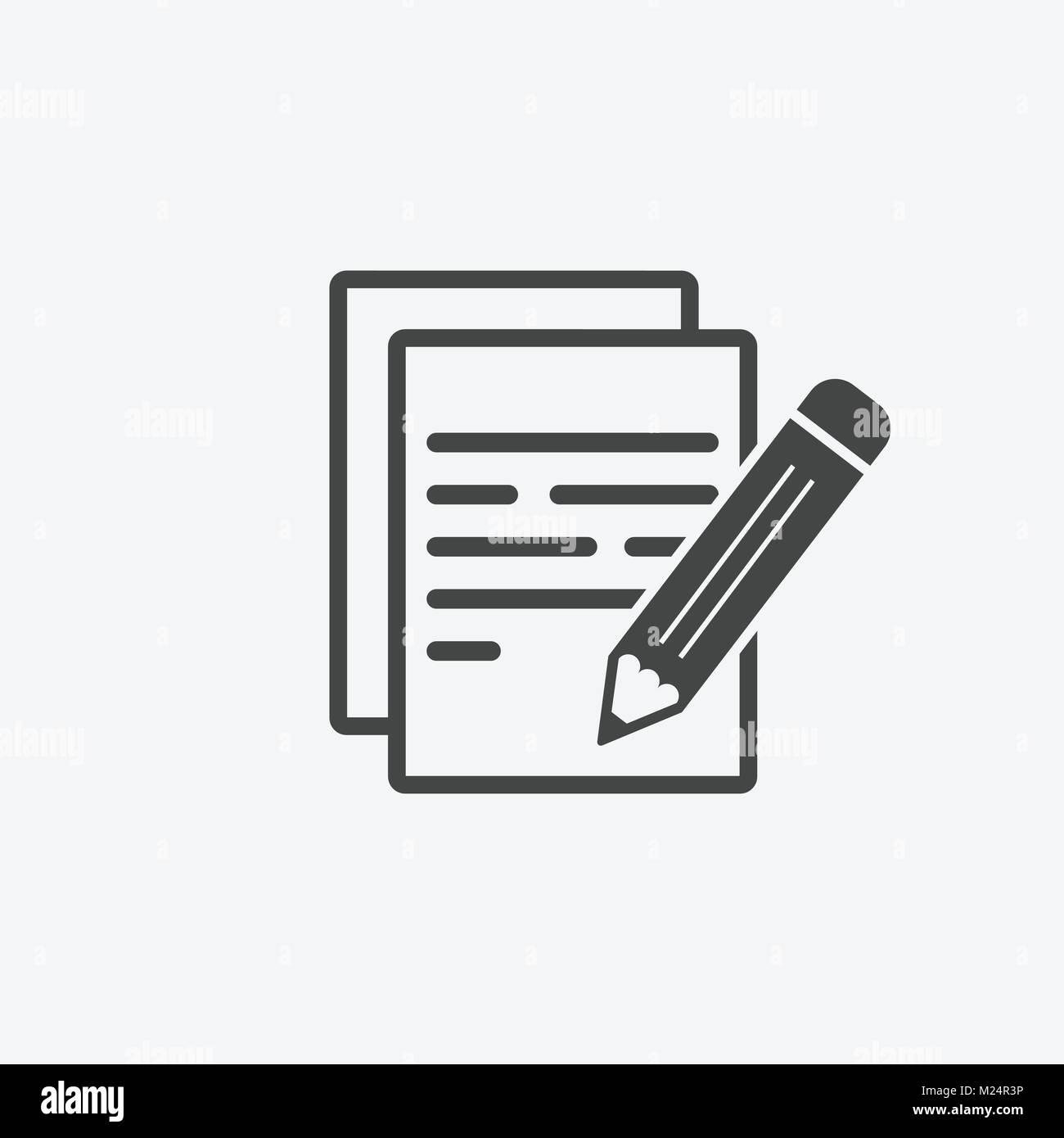 Document with pencil pictogram icon. Simple flat illustration for ...