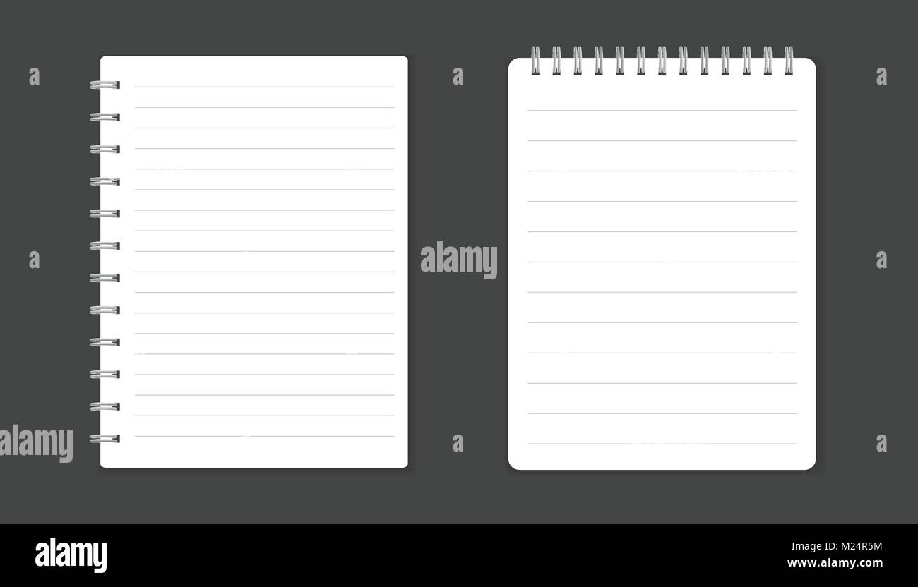 Realistic template notepad with spiral. Blank cover design. School ...