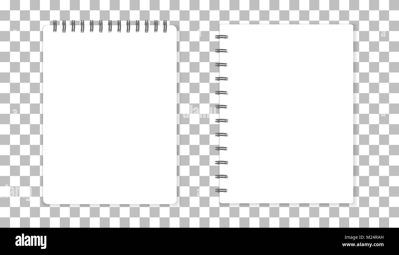 Realistic template notepad with spiral. Blank cover design. School ...