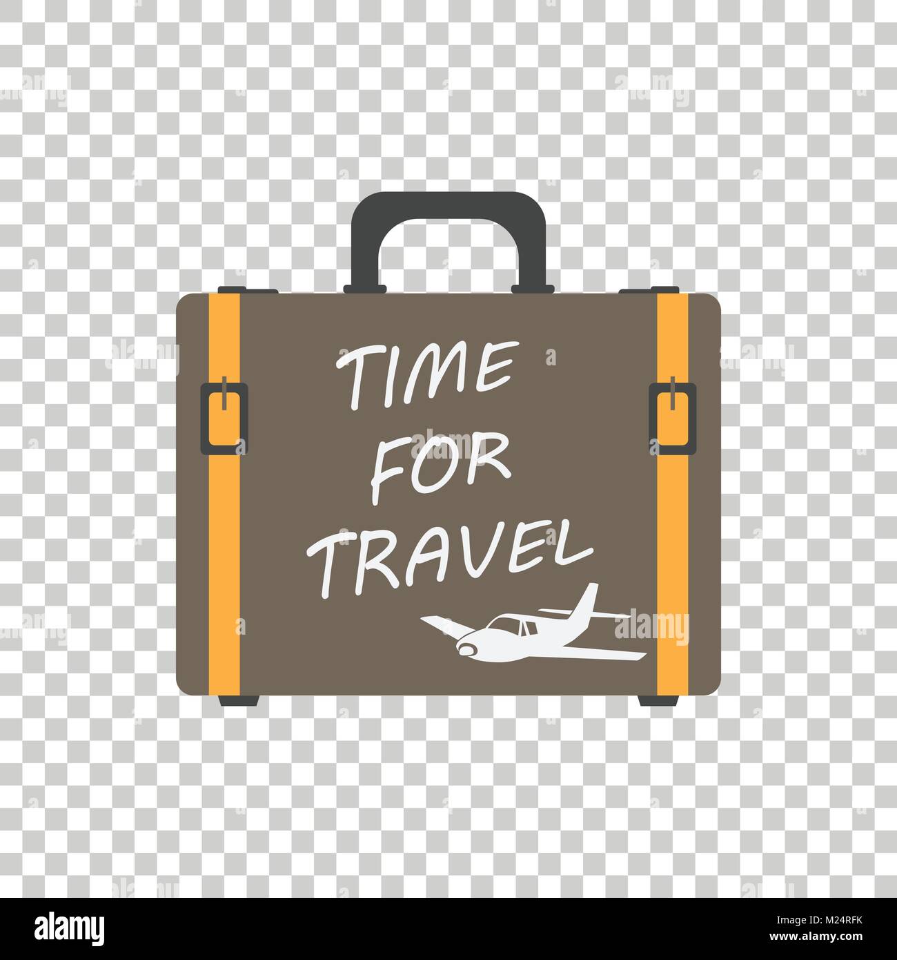 Time for travel concept flat vector illustration. Suitcase for tourism ...