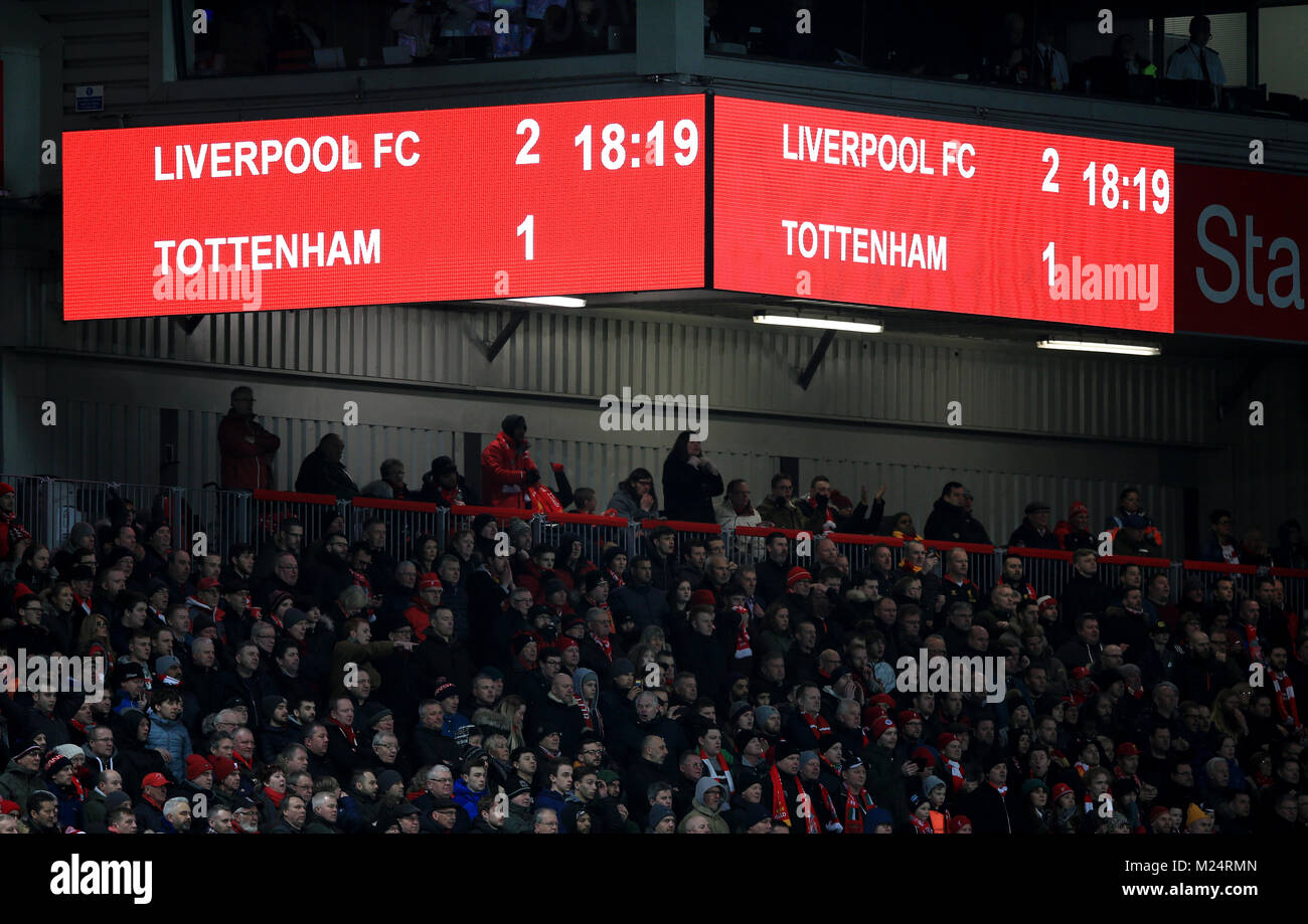 A general view of the score board during the Premier League match at ...