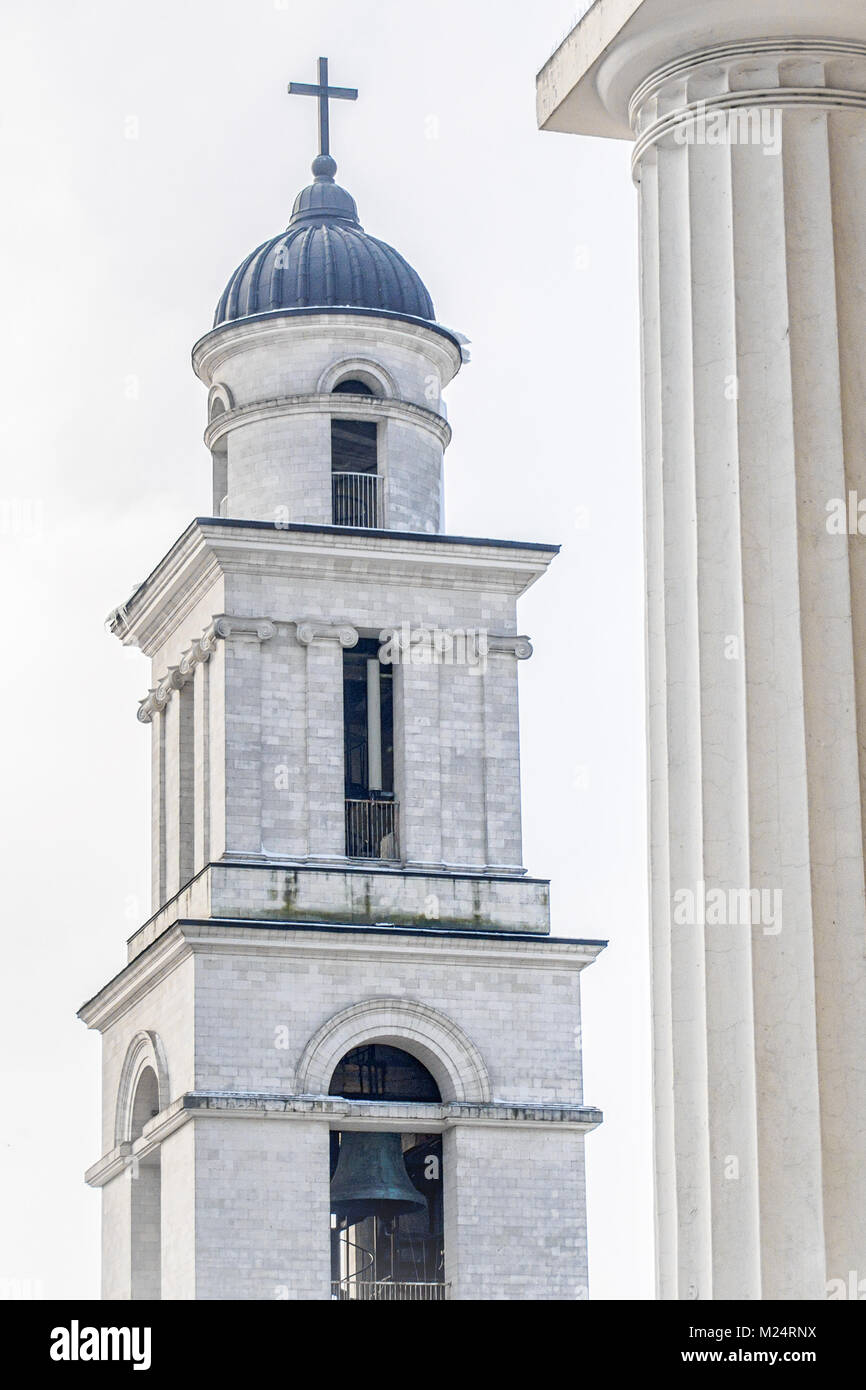Architecture of modern Chisinau, Moldova. Belfry in the Central Parc of ...