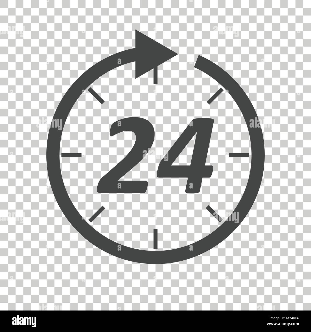 Time icon. Flat vector illustration 24 hours on isolated background ...