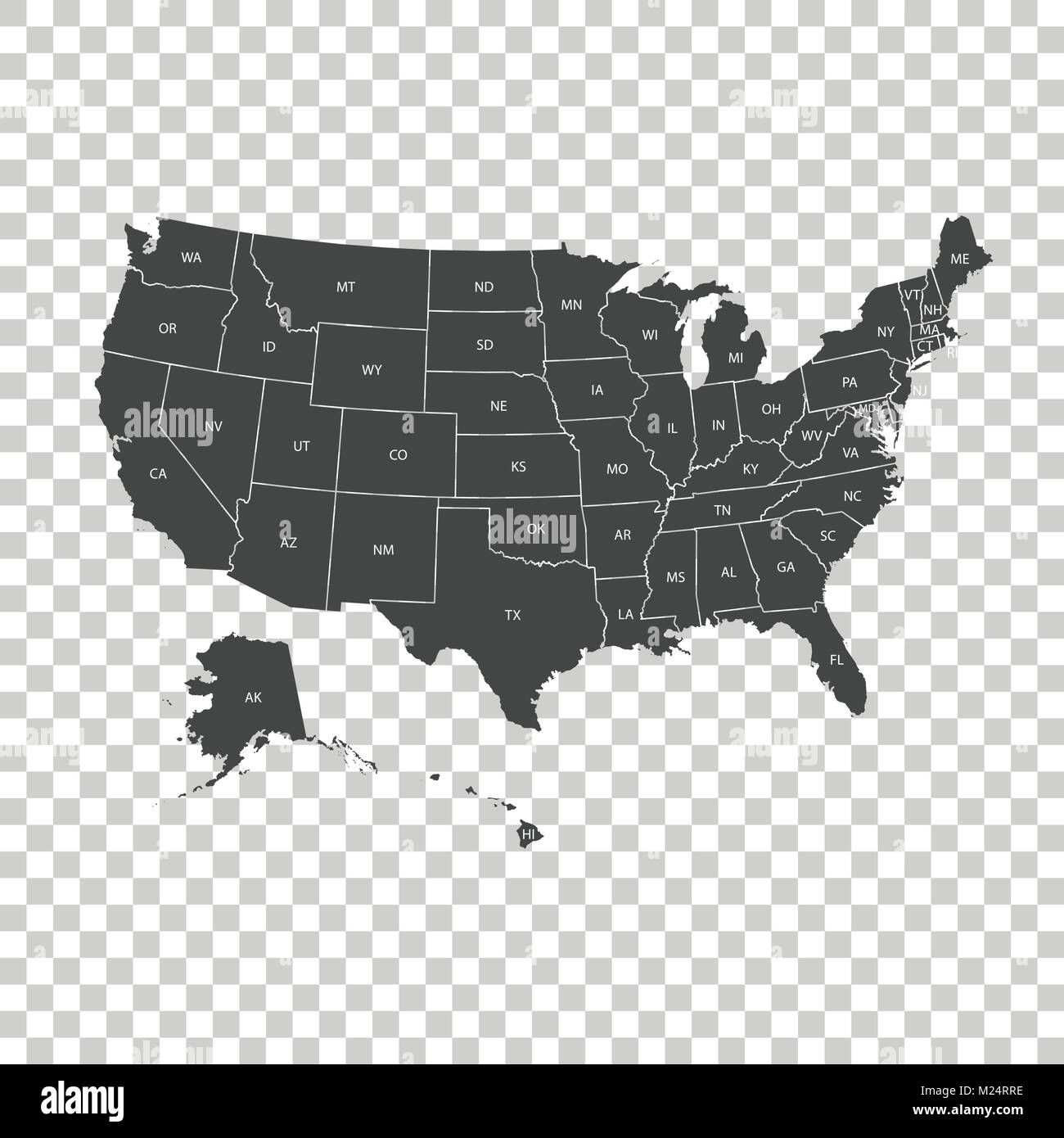 USA map with federal states. Vector illustration United states of ...