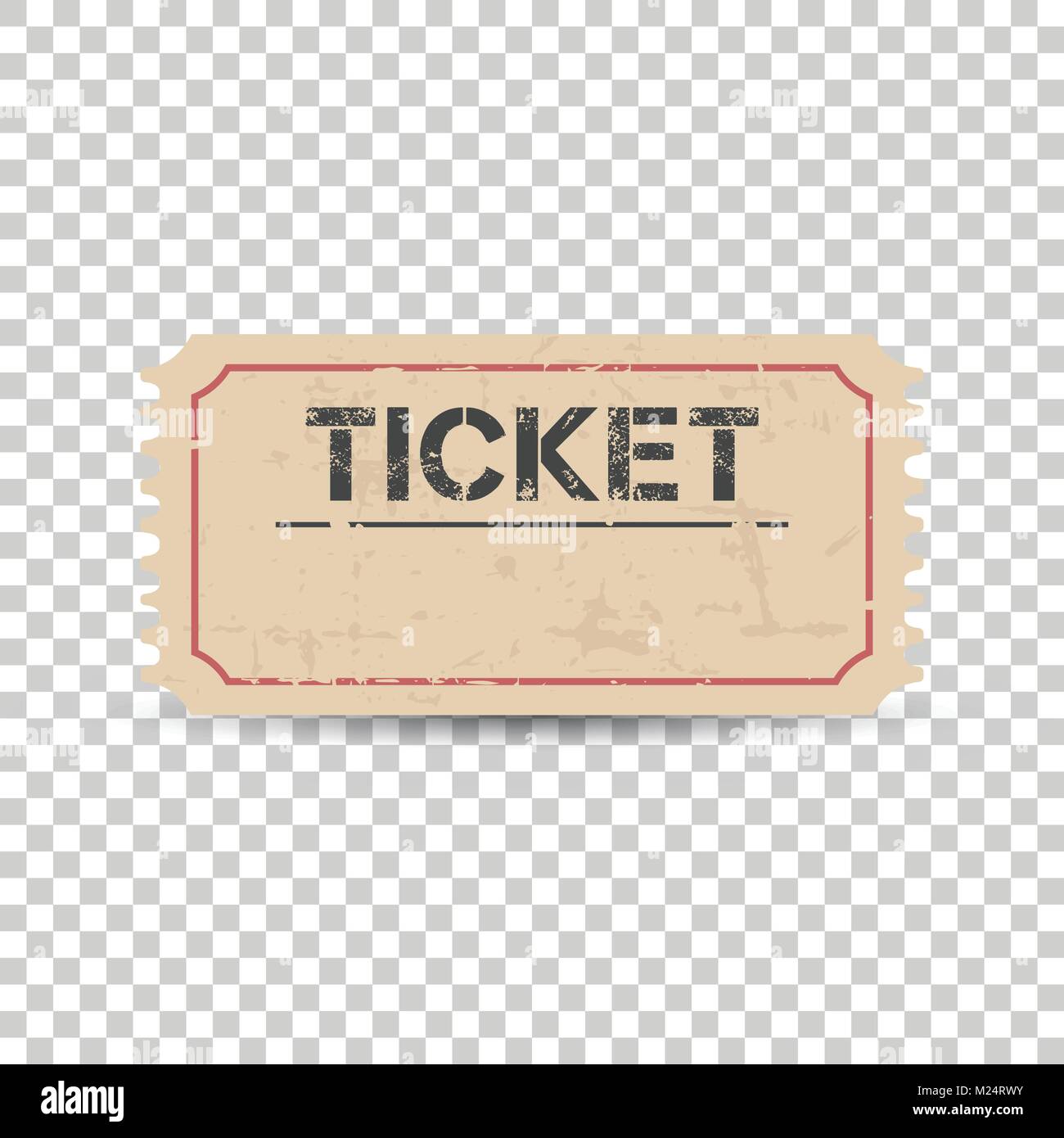Old ticket with grunge effect. Flat vector illustration on isolated ...