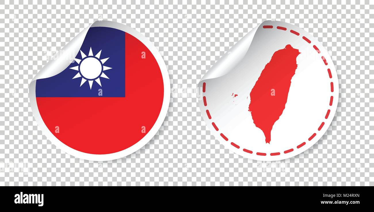 Taiwan sticker with flag and map. Label, round tag with country. Vector ...