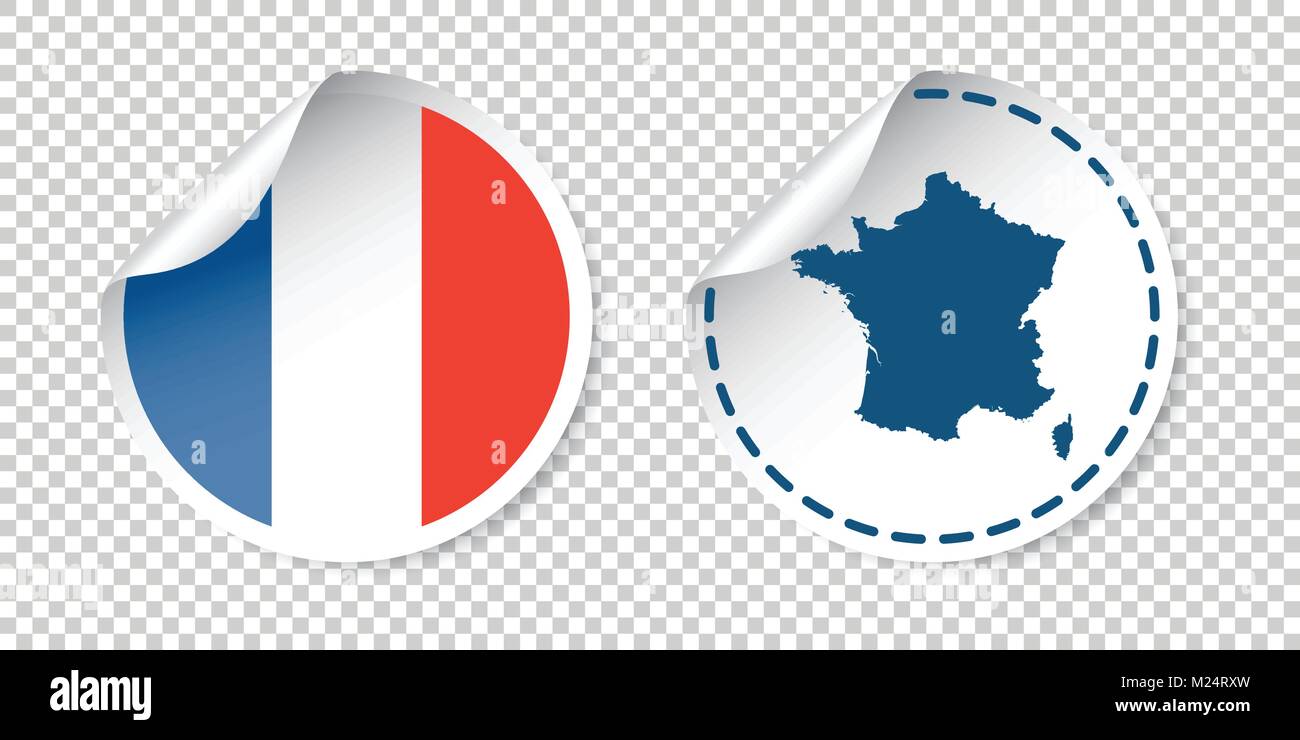 France sticker with flag and map. Label, round tag with country. Vector ...