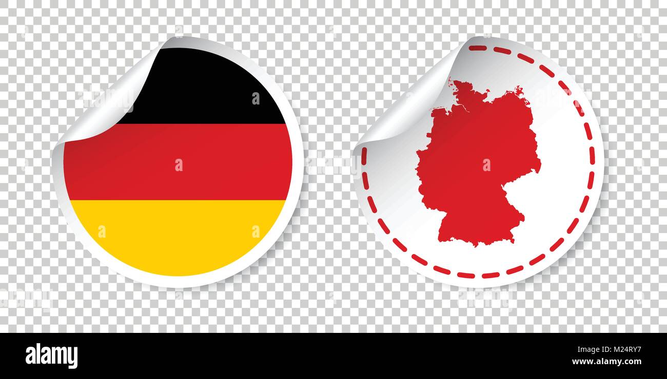 Germany sticker with flag and map. Label, round tag with country ...