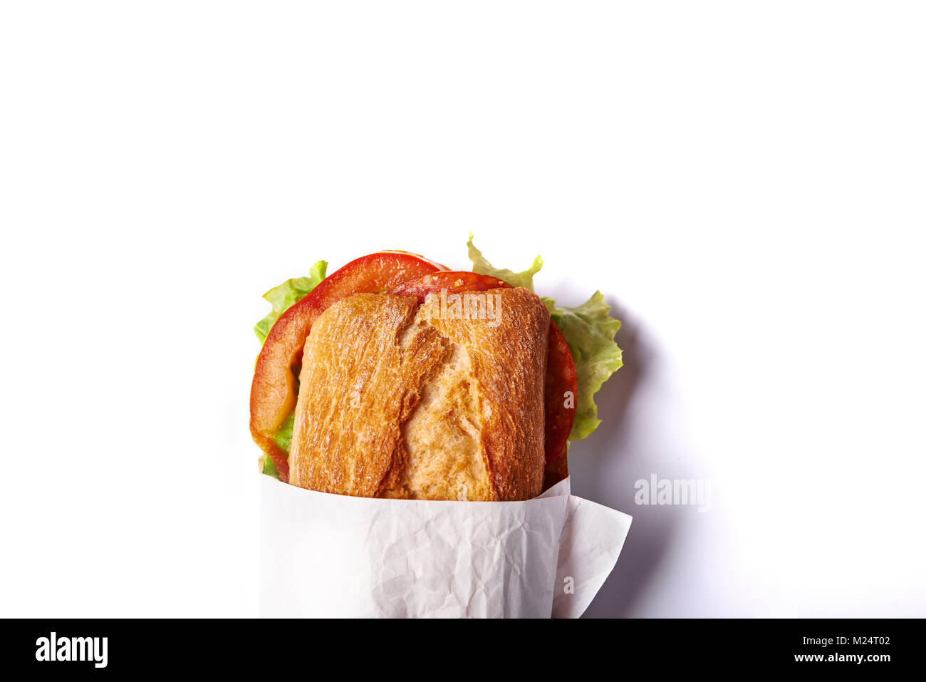 half of deli sandwich isolated on white background. top view Stock ...