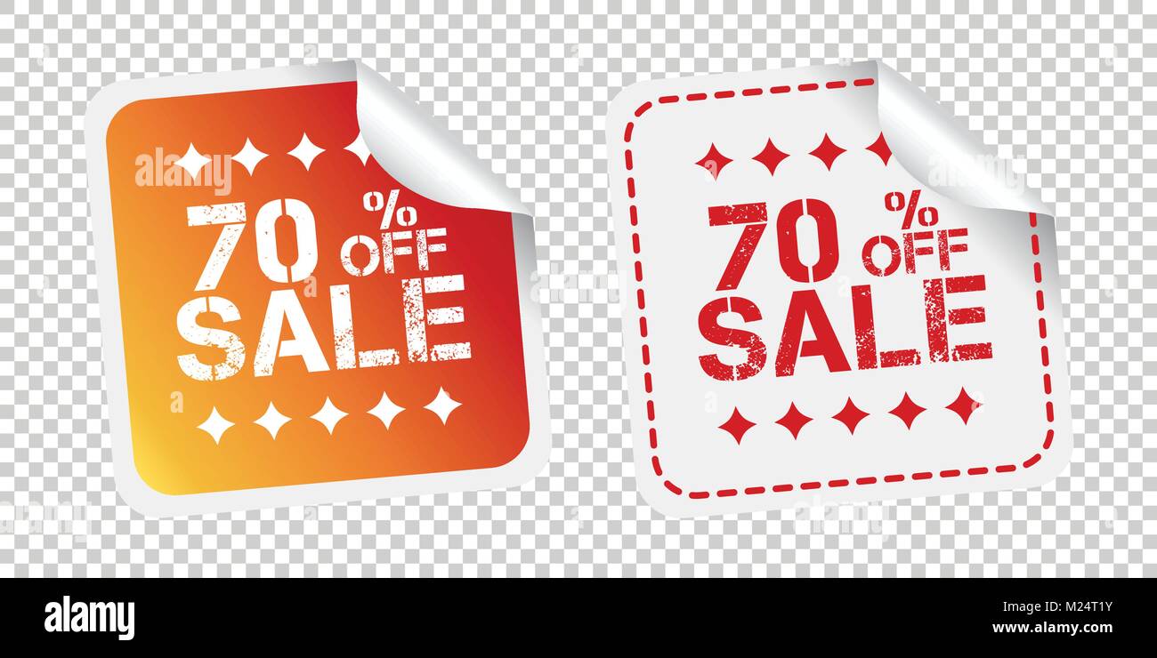 Sale stickers 70% percent off. Vector illustration on isolated ...