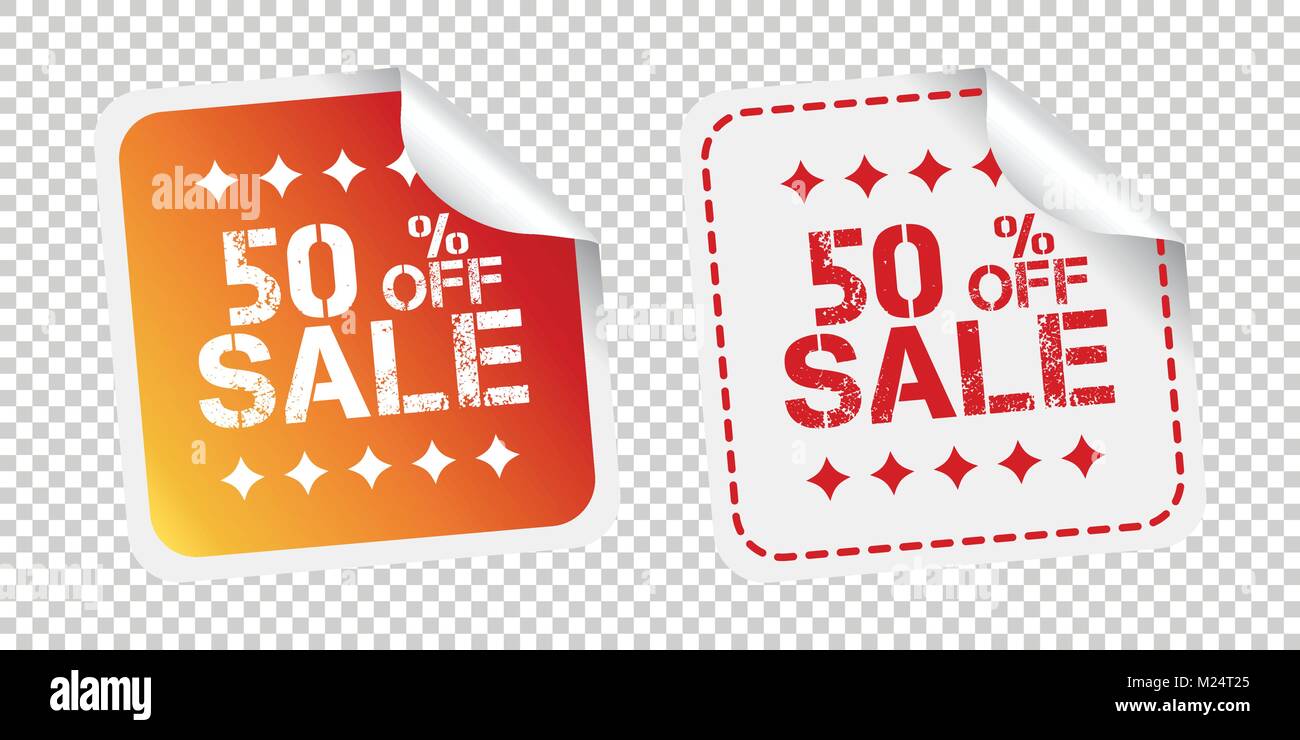 Sale stickers 50% percent off. Vector illustration on isolated ...