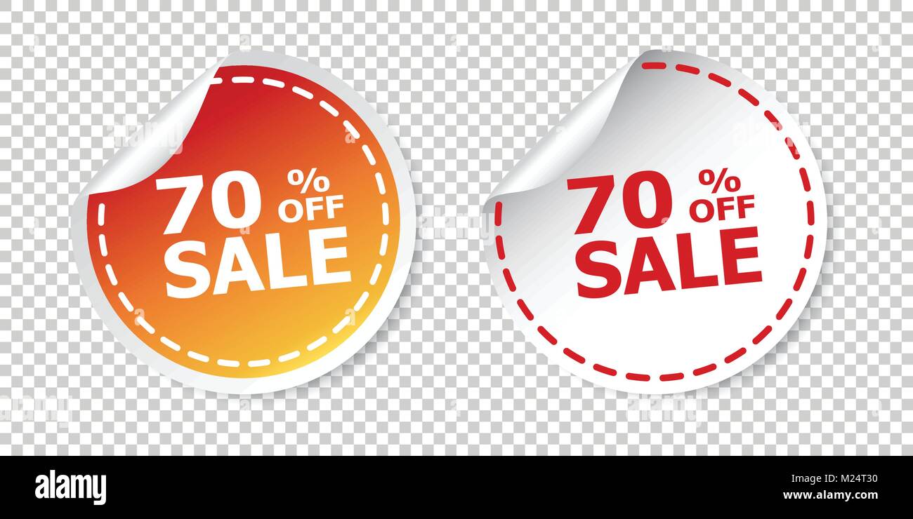 Sale stickers 70% percent off. Vector illustration on isolated ...