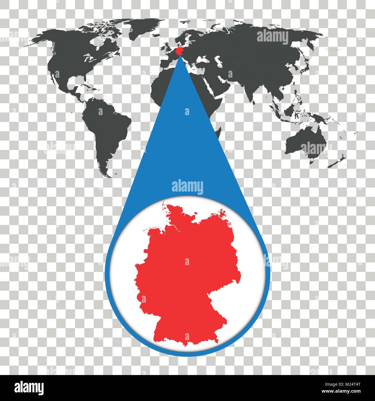 World map with zoom on Germany. Map in loupe. Vector illustration in ...
