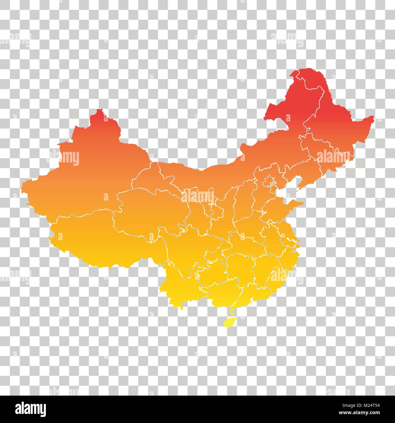 China map. Colorful orange vector illustration on isolated background ...