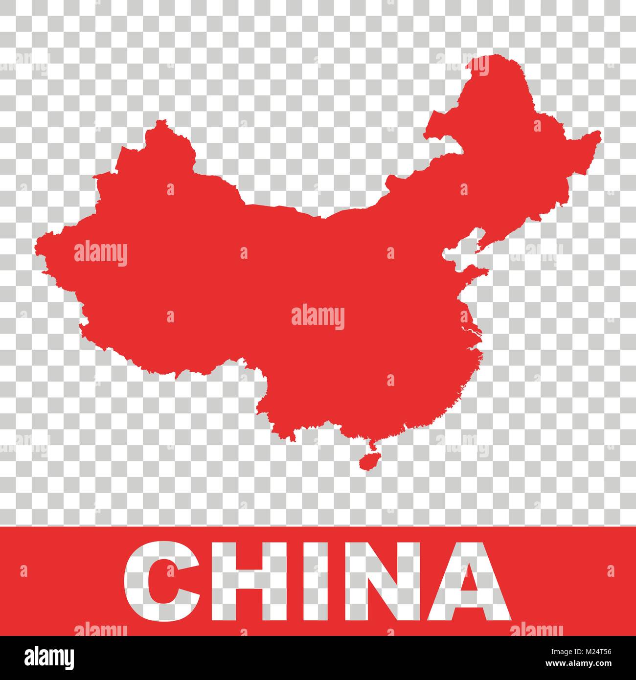 China map. Colorful red vector illustration on isolated background ...